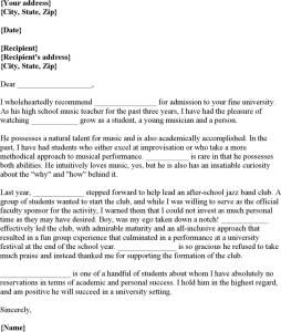 Sample Recommendation Letter for Music Student